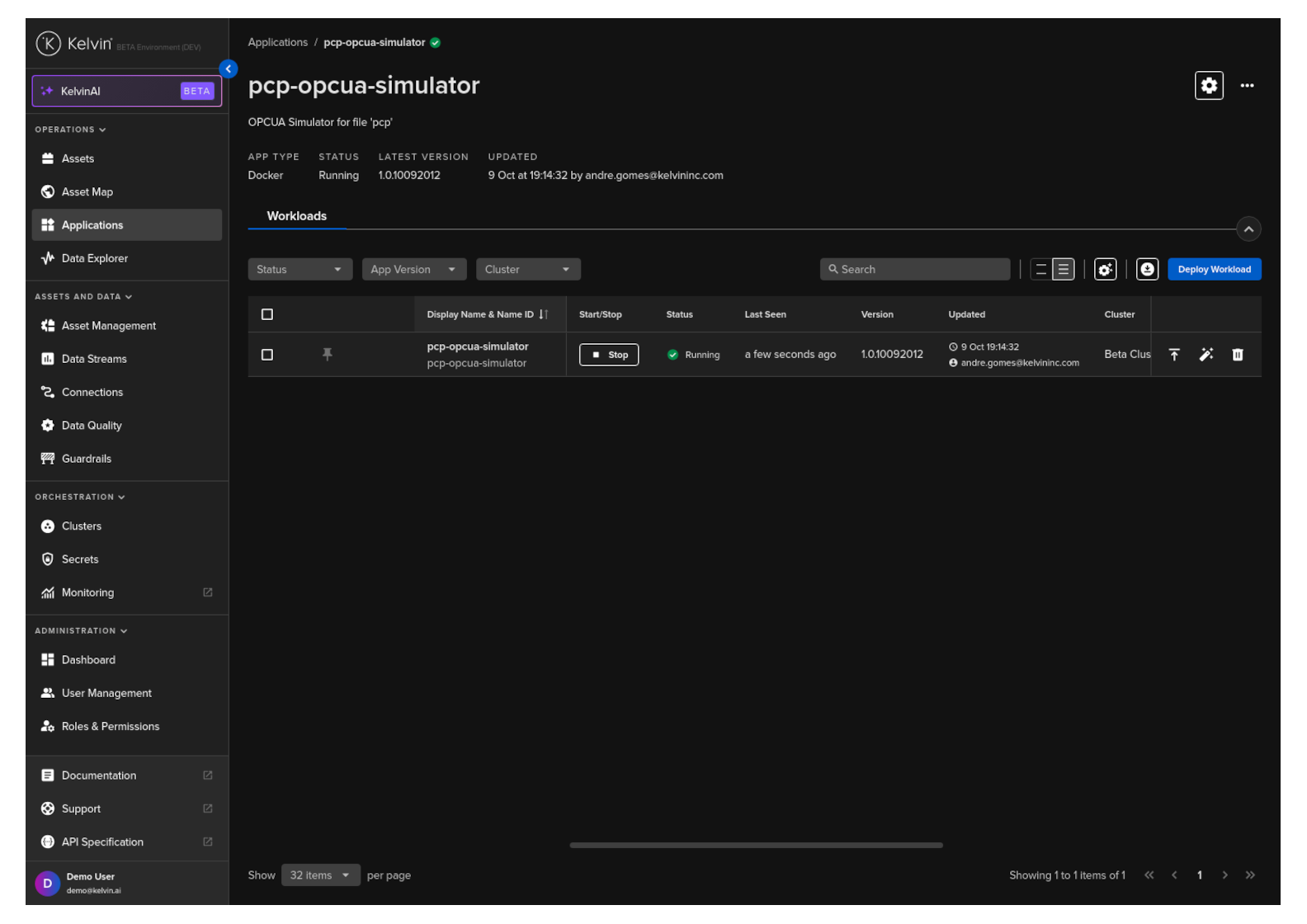 Deploy Workload - Kelvin Documentation