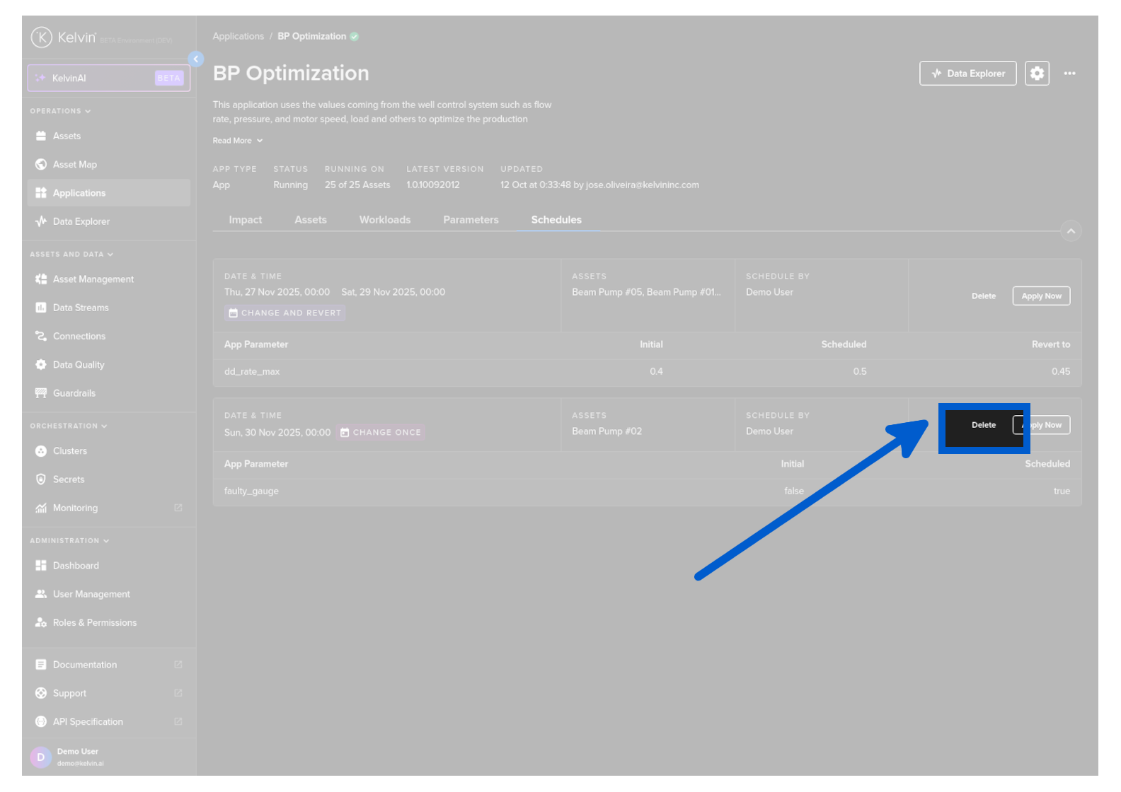 Schedules - Kelvin Documentation