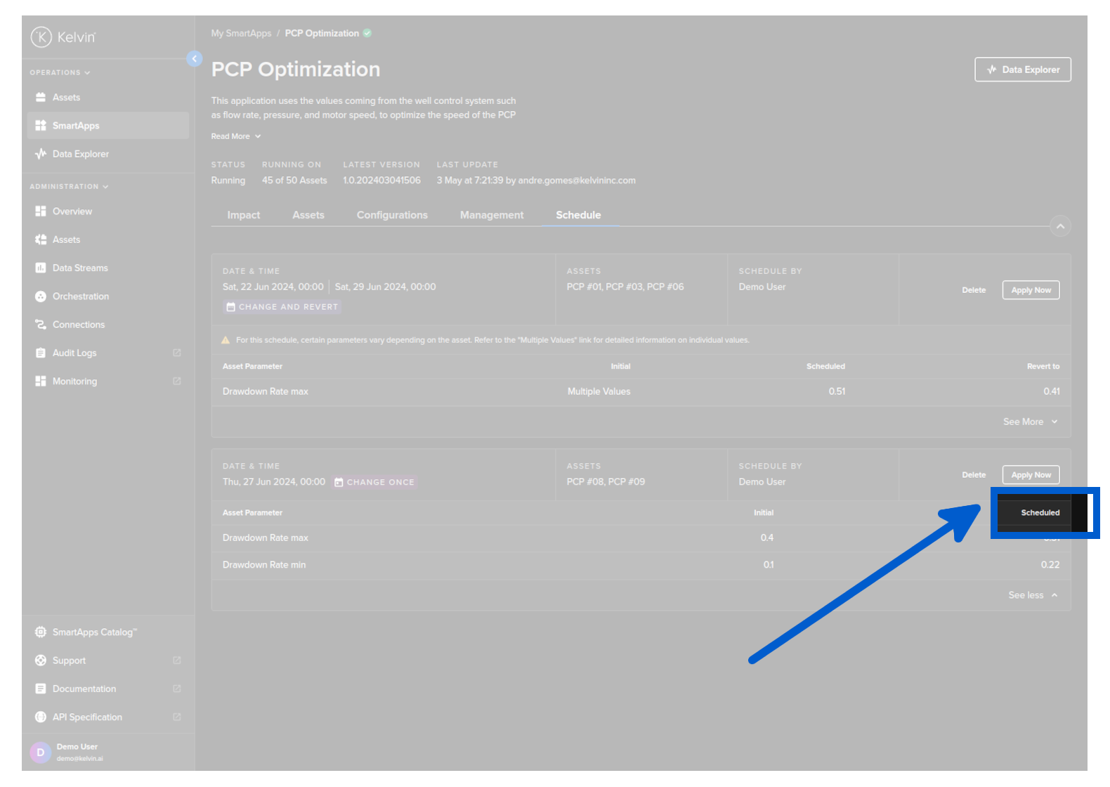 Create Scheduled Parameter - Kelvin Documentation
