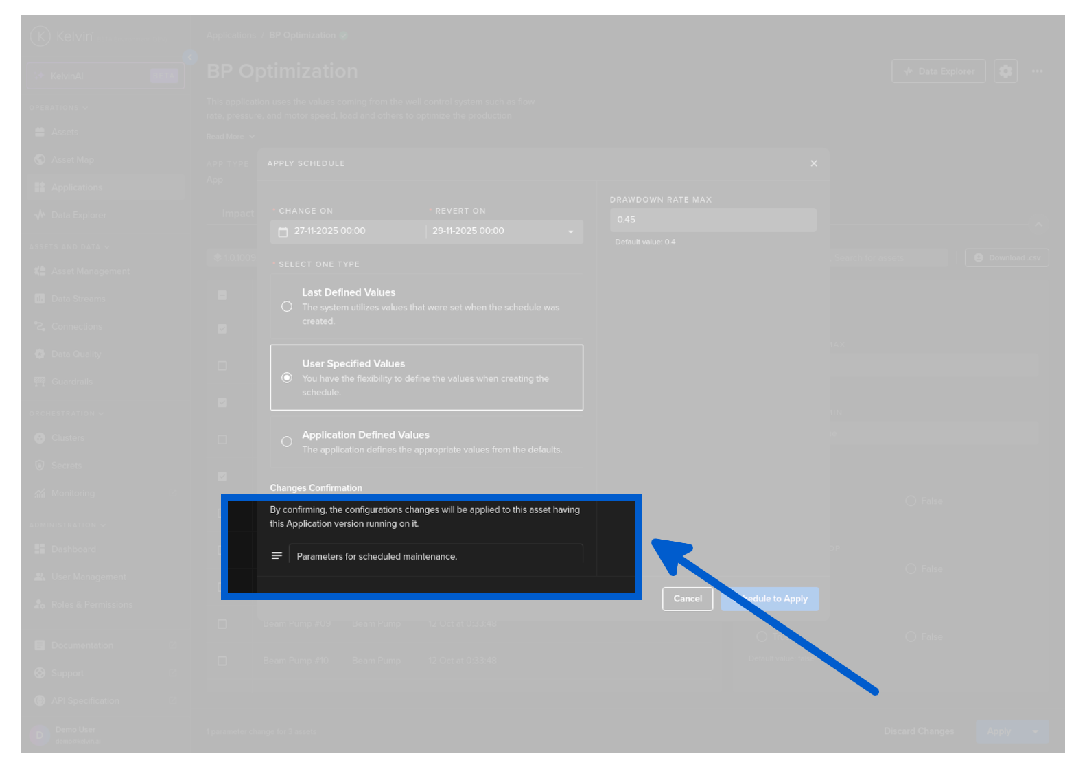 Create Scheduled Parameter - Kelvin Documentation