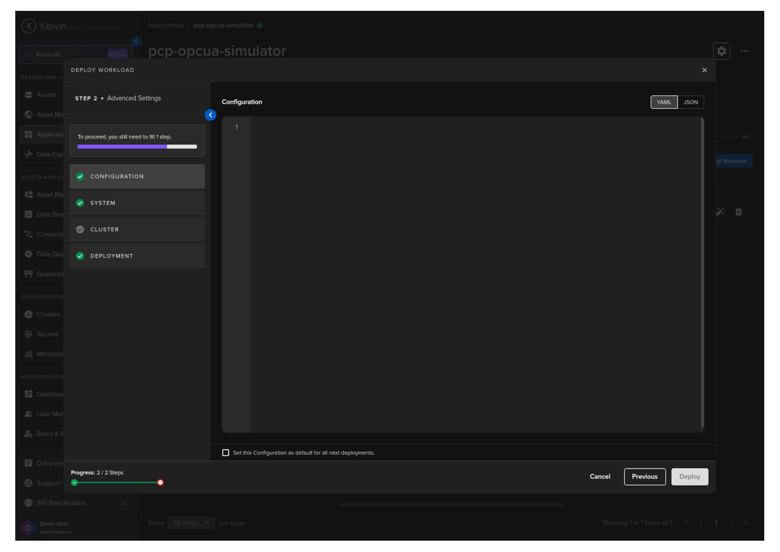 Deploy Workload - Kelvin Documentation