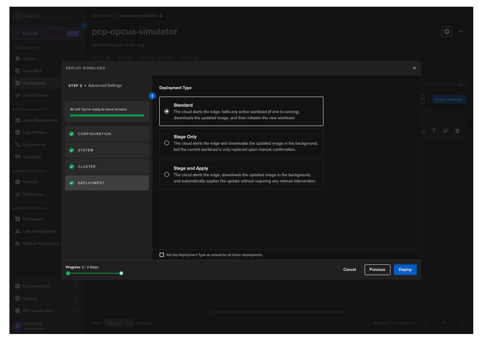 Deploy Workload Kelvin Documentation
