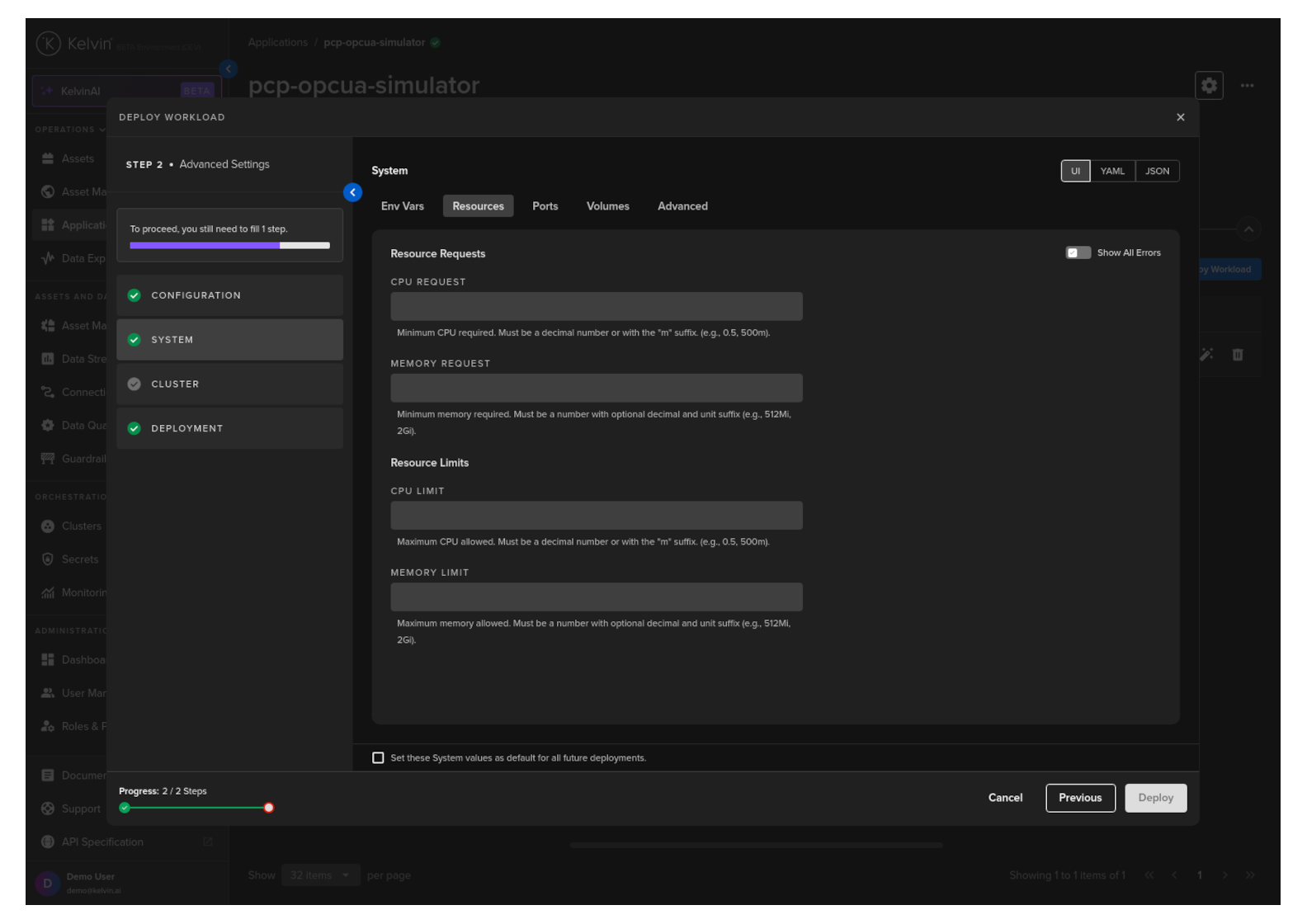 Deploy Workload - Kelvin Documentation