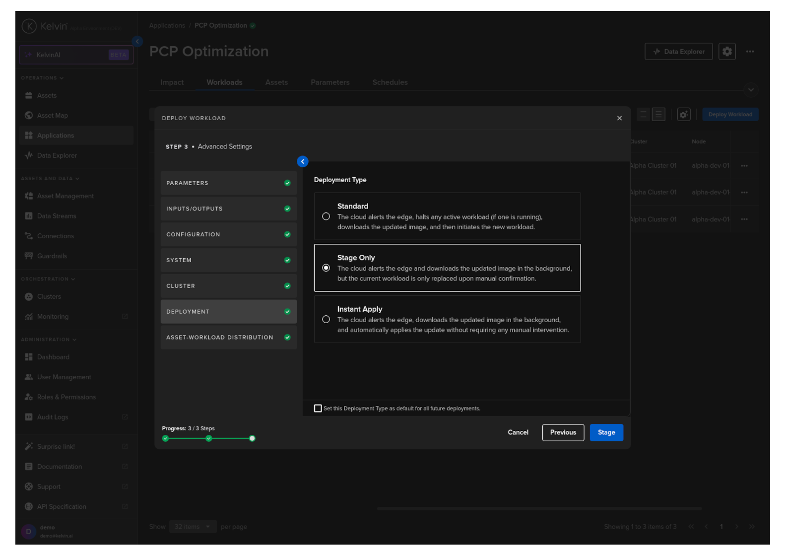 Deploy Staged Workload - Kelvin Documentation