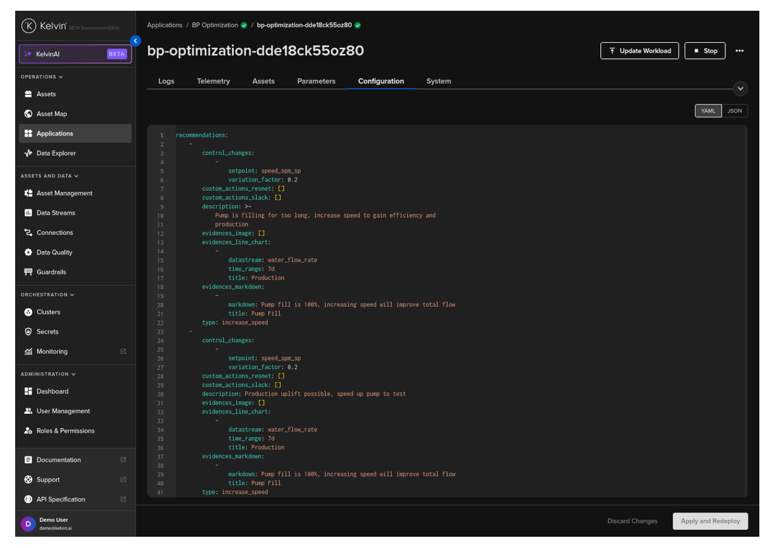 Update Workload Configuration - Kelvin Documentation