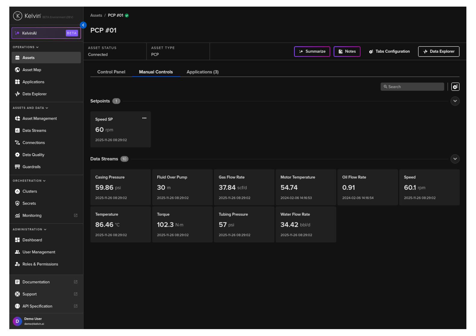 Manual Controls Tab - Kelvin Documentation