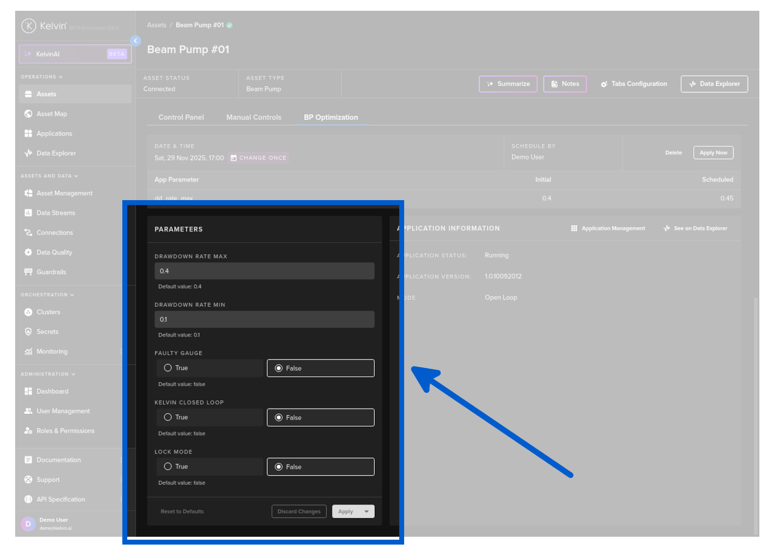 Applications Tab - Kelvin Documentation