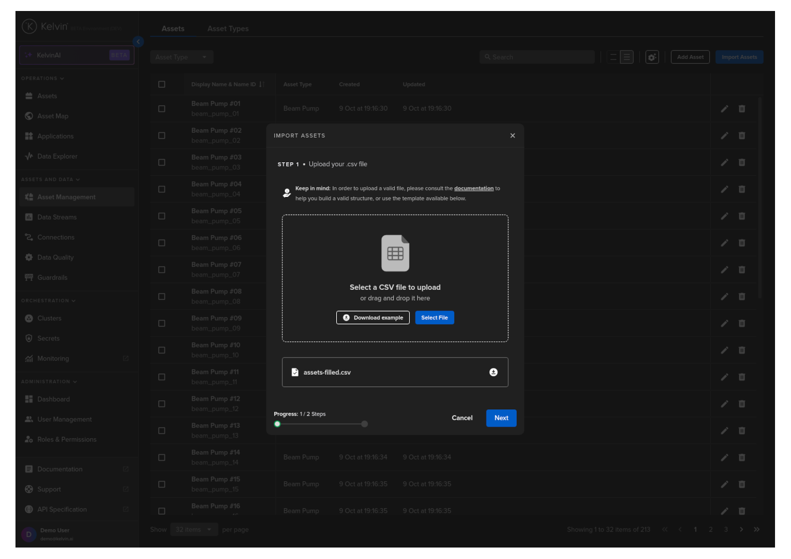 Bulk Create Assets - Kelvin Documentation