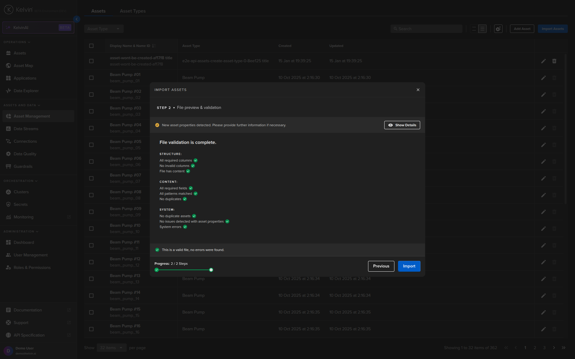 Bulk Create Assets - Kelvin Documentation