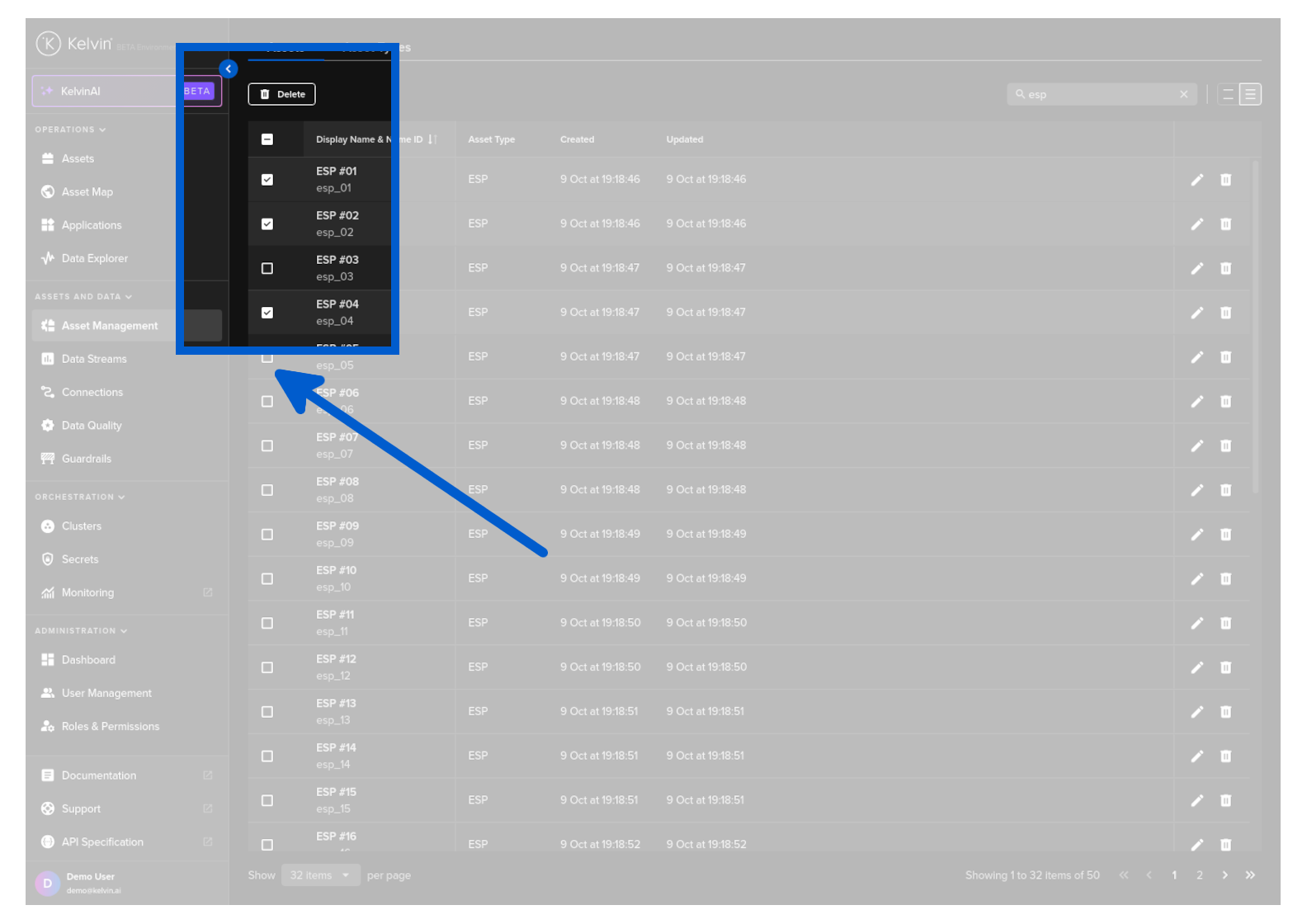 Bulk Delete Assets - Kelvin Documentation