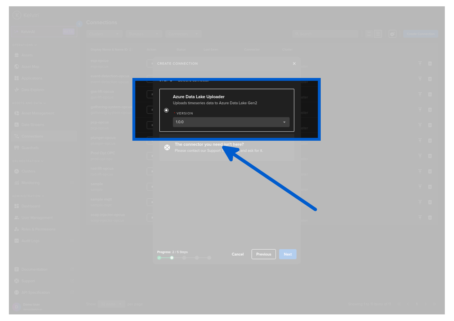 Upload a Connection - Kelvin Documentation
