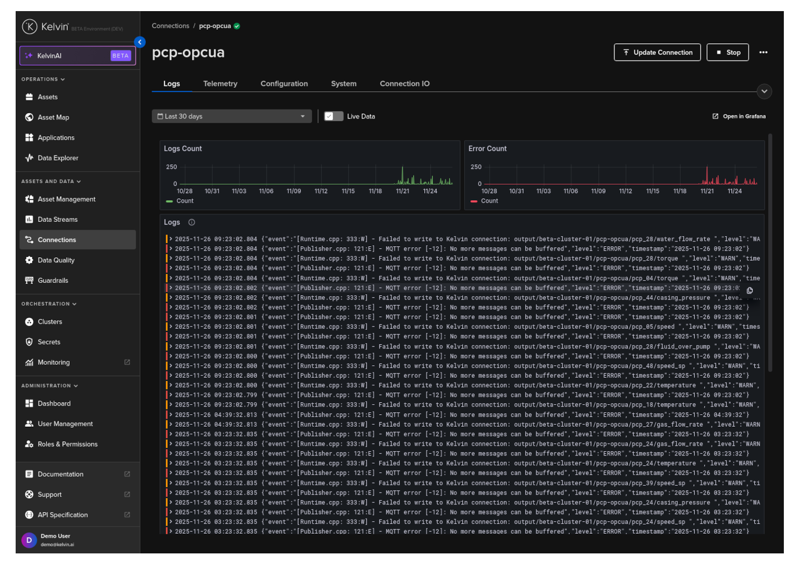 View Connection Logs - Kelvin Documentation