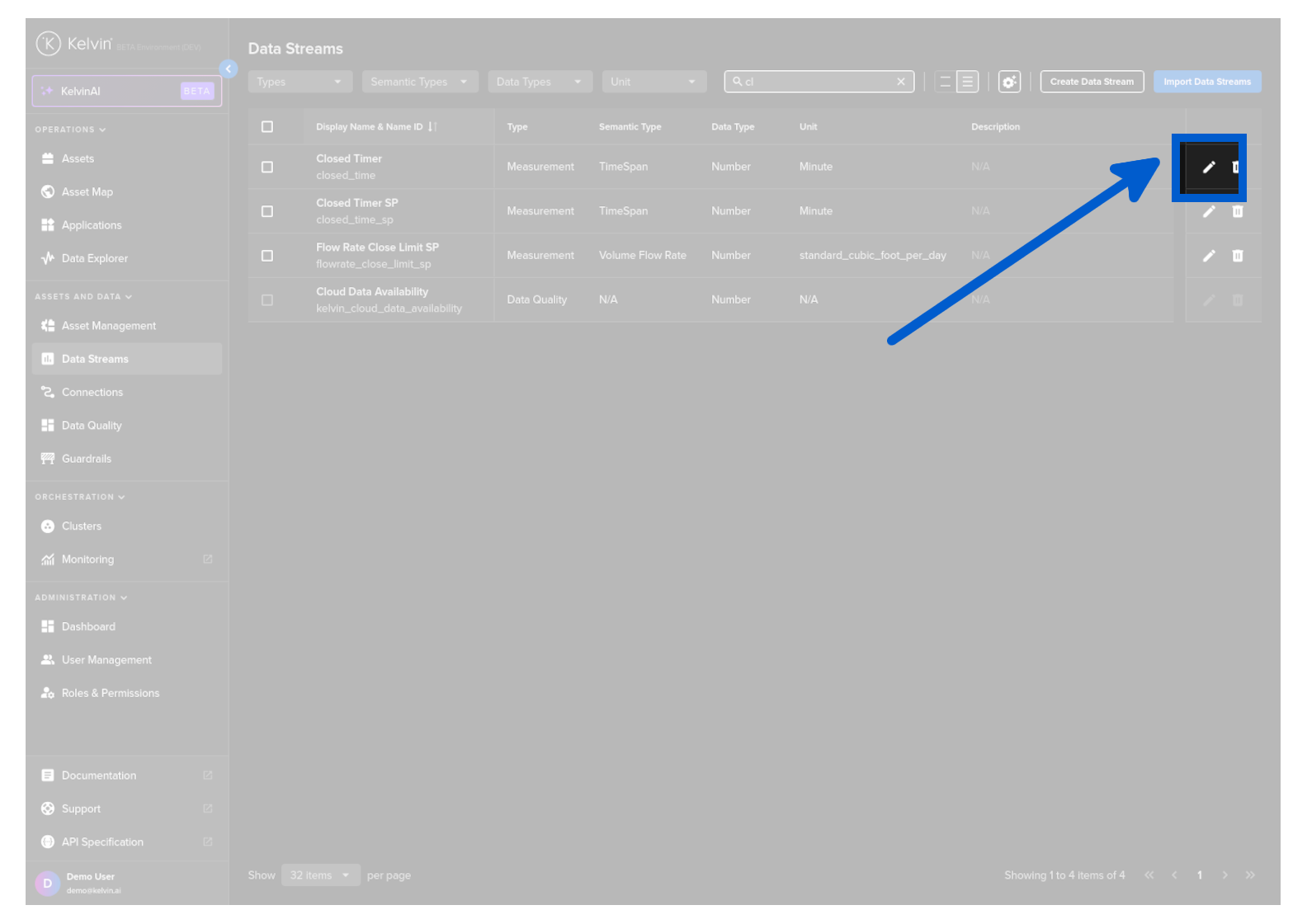 Update a Data Stream - Kelvin Documentation
