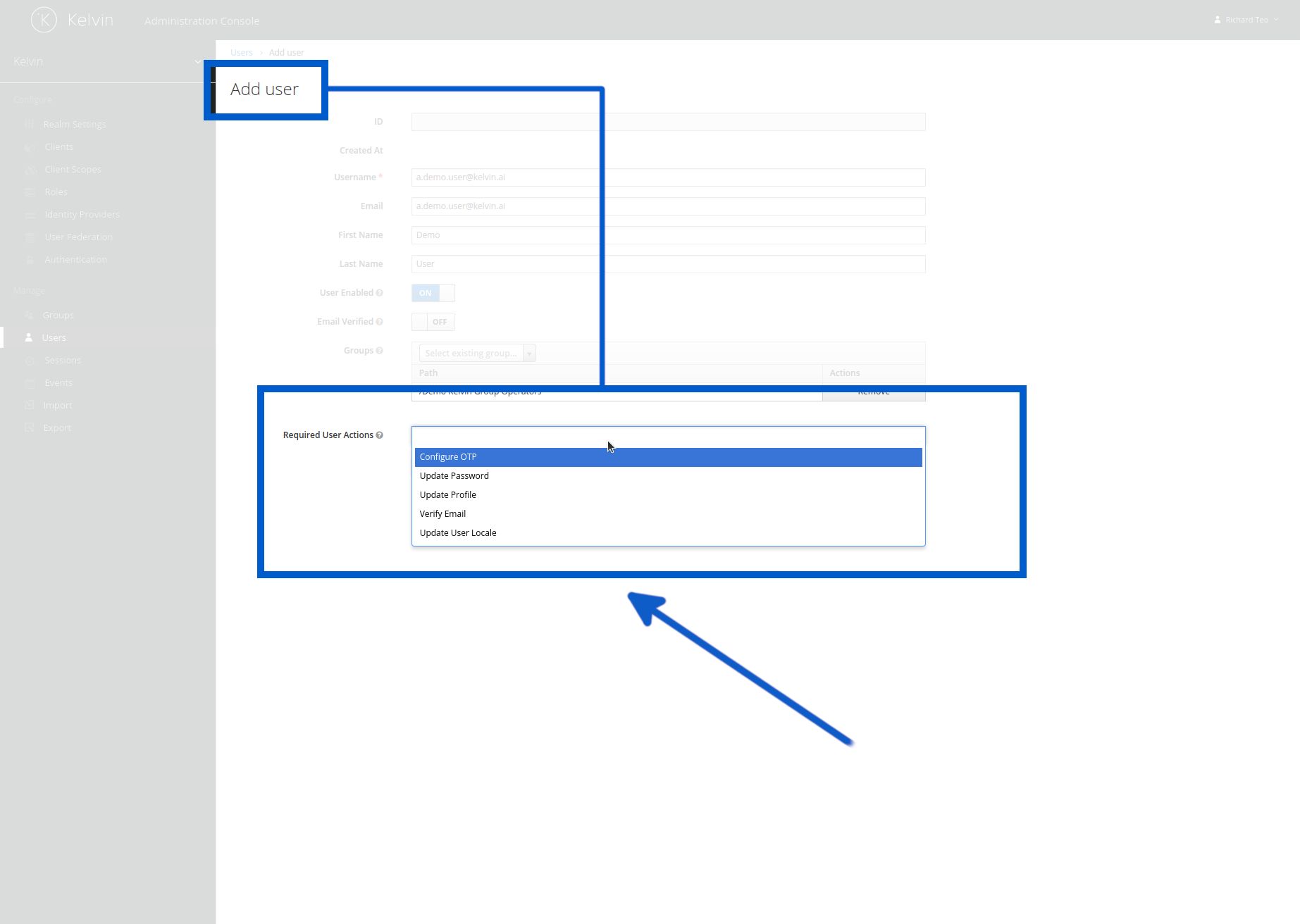 Manage Users - Kelvin Documentation