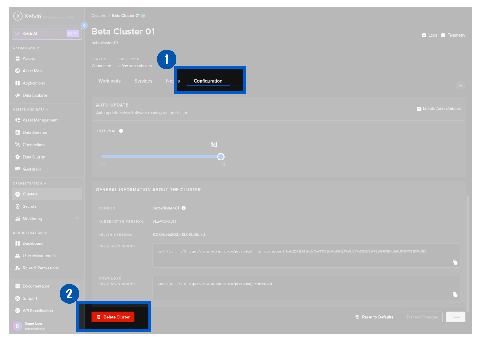 Delete a Cluster - Kelvin Documentation
