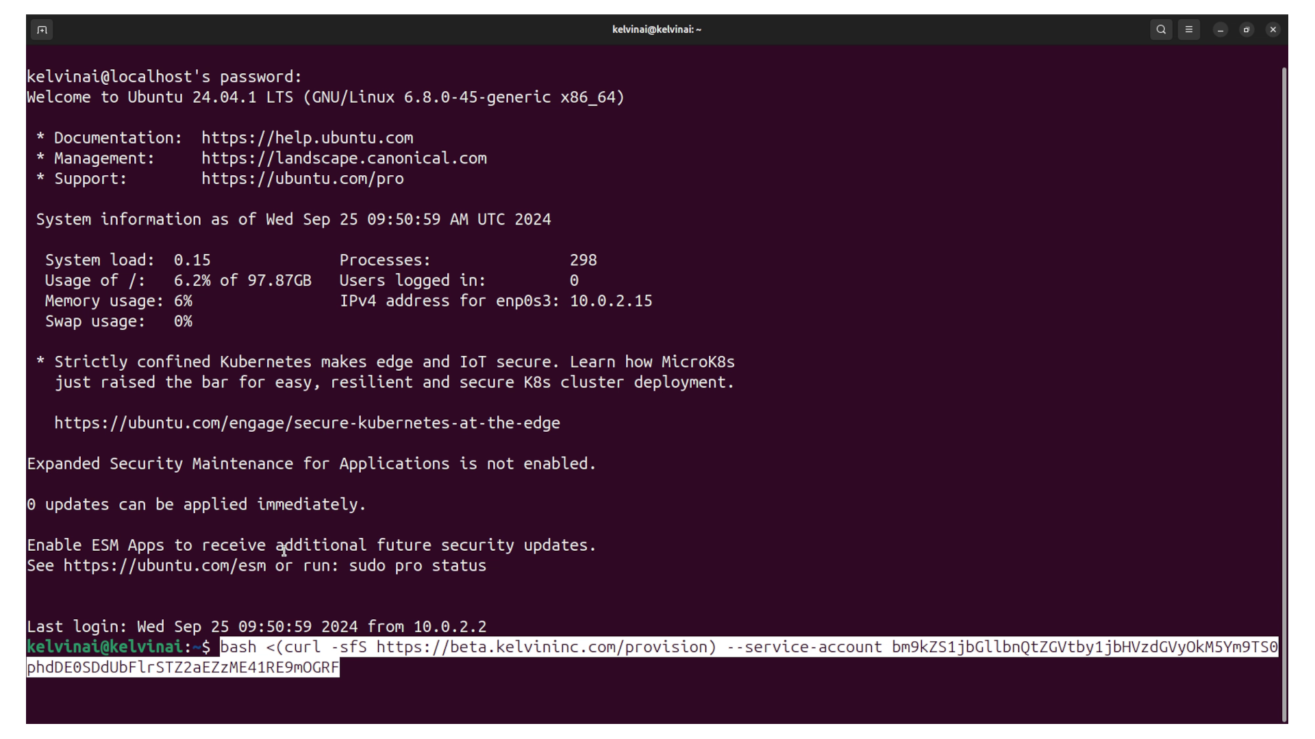 Provision Edge Device Kelvin Documentation